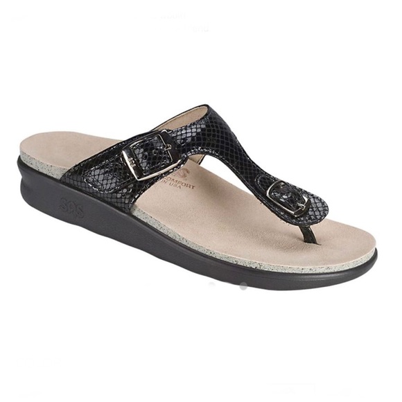 SAS | Shoes | Sas Sanibel Tstrap Slide Sandal Black Snake | Poshmark